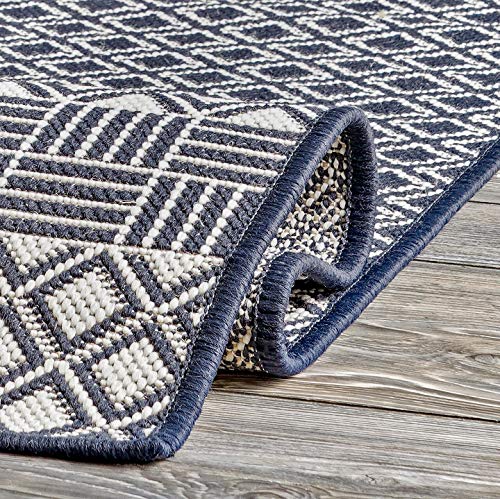 nuLOOM Frontier Striped Lattice Indoor/Outdoor Area Rug, 8' x 10', Blue