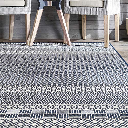 nuLOOM Frontier Striped Lattice Indoor/Outdoor Area Rug, 8' x 10', Blue