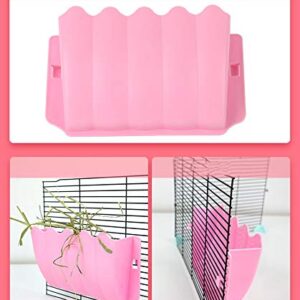 Litewood Rabbit Hanging Hay Feeder Rack Guinea Pig Mess-Free Dispenser Hay Bowl Manger Rack Wall-Mounted for Small Pets Rat Chinchilla Ferret Squirrel Cage Accessories (Pink)