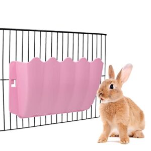 Litewood Rabbit Hanging Hay Feeder Rack Guinea Pig Mess-Free Dispenser Hay Bowl Manger Rack Wall-Mounted for Small Pets Rat Chinchilla Ferret Squirrel Cage Accessories (Pink)