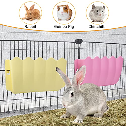 Litewood Rabbit Hanging Hay Feeder Rack Guinea Pig Mess-Free Dispenser Hay Bowl Manger Rack Wall-Mounted for Small Pets Rat Chinchilla Ferret Squirrel Cage Accessories (Pink)