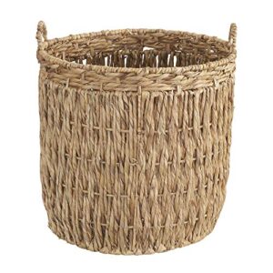 Household Essentials Tall Round Wicker Storage Basket | Brown, Water Hyacinth