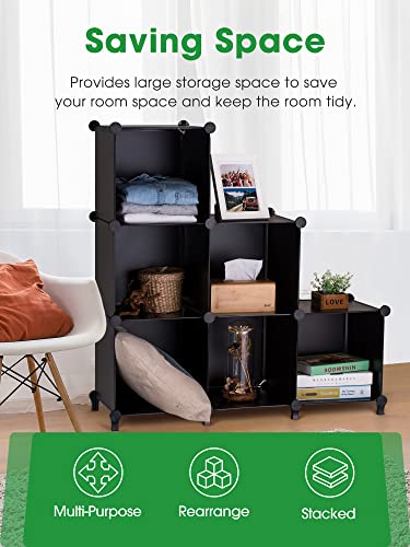 Puroma Closet Organizer 6 Cube Storage Organizer, Clothes with Mallet DIY Organizers and Storage, Portable Shelves Cabinet for Home, Office, Bedroom