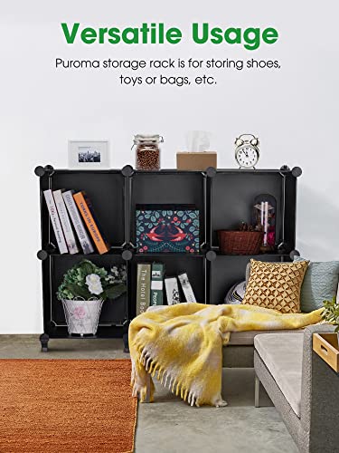 Puroma Closet Organizer 6 Cube Storage Organizer, Clothes with Mallet DIY Organizers and Storage, Portable Shelves Cabinet for Home, Office, Bedroom