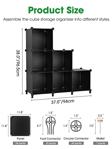 Puroma Closet Organizer 6 Cube Storage Organizer, Clothes with Mallet DIY Organizers and Storage, Portable Shelves Cabinet for Home, Office, Bedroom