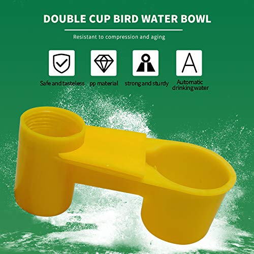 MUDUODUO Automatic Bird Drinker Cups 12pcs Pigeon Water Bottle Feeder for Cage(Yellow)