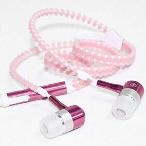 sprint4deals luminous zip earphones glow in the dark zipper headphones light up wired earbud stereo earphones for mobile phones tablet (pink)