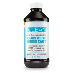 iclean mouthwash, fluoride free, alcohol free, harnesses the power of iodine. molecular iodine mouth rinse that cleans where others can't