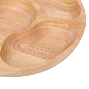 5 Sectional Round Serving Tray Sectional Tray, Wooden Divided Serving Platter/Tray Chip and Dip Bowl Fruit Dessert Dish Tableware Tray (25cm)