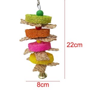 N/ hfjeigbeujfg Bird Toy,Parrot Cage Chewing Toys Wooden Beads Maize Peel Loofah Bell Parrot Molar Chew Bite Hanging Birds Pet Toy - Random Color