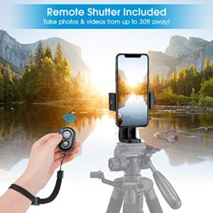 Phone Tripod Mount Adapter with Camera Remote and Wrist Strap, Universal Cell Phone Tripod Mount Holder, Swivel Design, Compatible with iPhone, Samsung, Selfie Monopod, for Taking Photos and Videos