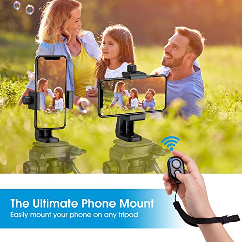 Phone Tripod Mount Adapter with Camera Remote and Wrist Strap, Universal Cell Phone Tripod Mount Holder, Swivel Design, Compatible with iPhone, Samsung, Selfie Monopod, for Taking Photos and Videos