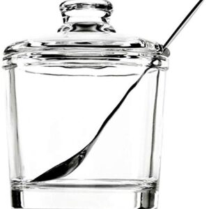 123Arts Glass Sugar Bowl Spice Jar with Lid and Stainless Steel Spoon Spoon