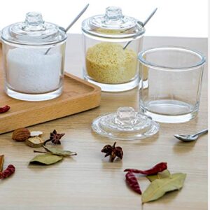 123Arts Glass Sugar Bowl Spice Jar with Lid and Stainless Steel Spoon Spoon