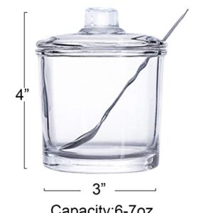 123Arts Glass Sugar Bowl Spice Jar with Lid and Stainless Steel Spoon Spoon