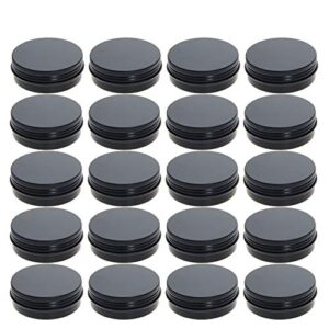 othmro 20pcs 2oz metal round tins aluminum tin cans containers with screw lid, 68 * 25mm(dxh) black tin cans for salve, spices, lip balm, tea or candies 60ml