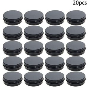 Othmro 20pcs 2oz Metal Round Tins Aluminum Tin Cans Containers with Screw Lid, 68 * 25mm(DxH) Black tin cans for Salve, Spices, Lip Balm, Tea or Candies 60ml