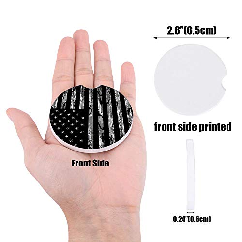 Cup Holders Car Coasters for Women/Men - 2 Pack Absorbent Ceramic Stone Drinks Coaster Set, Camo America US Flag