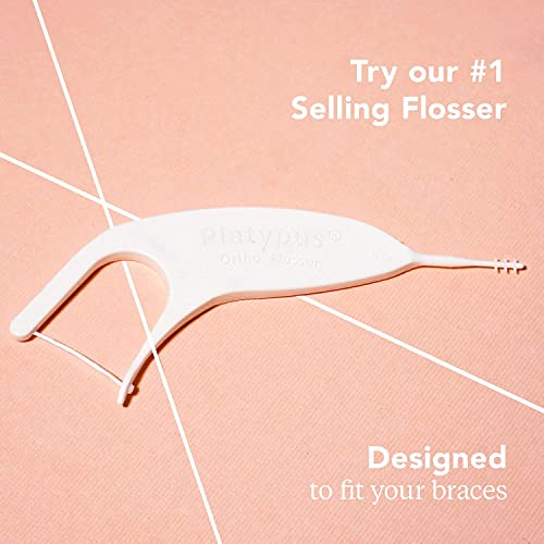 Platypus Orthodontic Toothbrush for Braces | Soft Bristle Braces Toothbrush for Adults & Kids | Angled Bristles for Better Access Around Brackets and Archwires, Comfort Silicone Grip | 2 Count