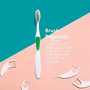 Platypus Orthodontic Toothbrush for Braces | Soft Bristle Braces Toothbrush for Adults & Kids | Angled Bristles for Better Access Around Brackets and Archwires, Comfort Silicone Grip | 2 Count