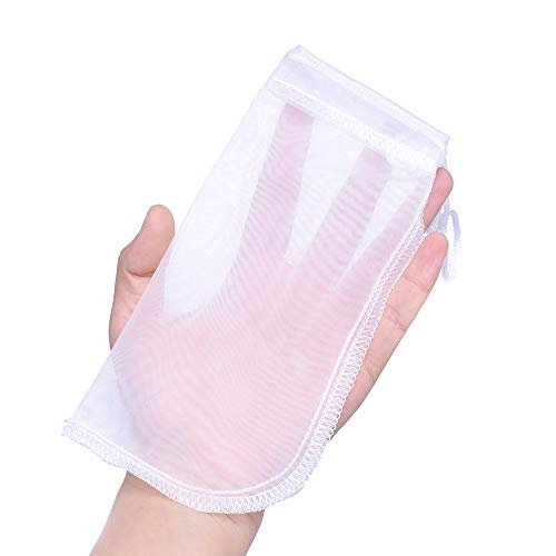 ALEGI Media Filter Bag Aquarium Extra Fine,Reusable 180 Micron Drawstring Mesh Filter Bags for Very Fine Resins Filter (7.5"*3.6" (3 Pack))