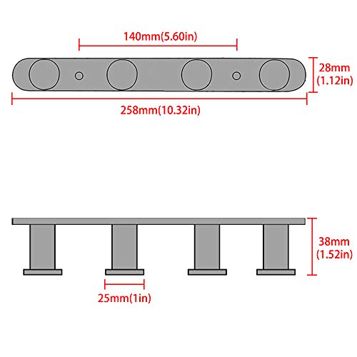 Alise Bathroom Towel Hook Towel Robe Coat Rack/Rail with 4 Hooks,Wall Drilling or Super Glue Mount,GYT1000B-4 SUS304 Stainless Steel Matte Black Finish