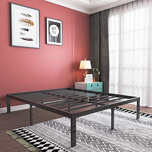 HOMUS King Size Bed Frame-16 Inch Tall Sturdy Platform Bed Base-Extra Heavy Duty Strong Steel Solid Metal Foundation- Easy Assemble/Noise Free/Non-Slip/Squeaky Free/No Box Spring Needed/King.