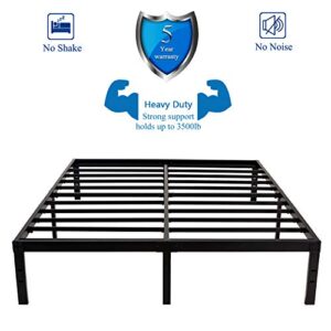 HOMUS King Size Bed Frame-16 Inch Tall Sturdy Platform Bed Base-Extra Heavy Duty Strong Steel Solid Metal Foundation- Easy Assemble/Noise Free/Non-Slip/Squeaky Free/No Box Spring Needed/King.