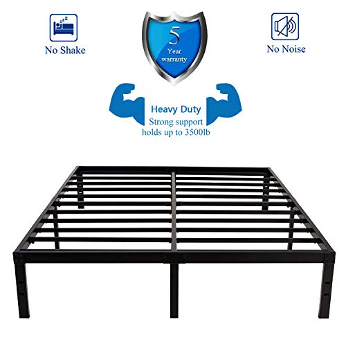 HOMUS King Size Bed Frame-16 Inch Tall Sturdy Platform Bed Base-Extra Heavy Duty Strong Steel Solid Metal Foundation- Easy Assemble/Noise Free/Non-Slip/Squeaky Free/No Box Spring Needed/King.