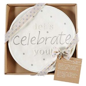 mud pie celebrate you dinner plate, white, 11 1/2" dia