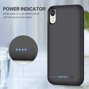 QTshine Battery Case for iPhone XR, Newest [6800mAh] Protective Portable Charging Case Rechargeable Extended Battery Pack Charger Case for Apple iPhone XR(6.1inch) Backup Power Bank Cover - Black