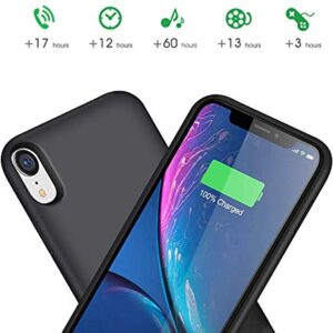 QTshine Battery Case for iPhone XR, Newest [6800mAh] Protective Portable Charging Case Rechargeable Extended Battery Pack Charger Case for Apple iPhone XR(6.1inch) Backup Power Bank Cover - Black