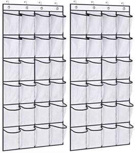 kimbora 2 pack over the door shoe organizer 24 large mesh pockets hanging shoe holder rack for closet (white)