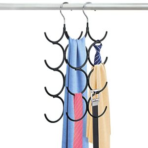 yizhi scarf hanger organizer holder, no snag belt rack tie hanger sturdy 8 hook space saving closet accessory organizer for scarves, ties, belts, shawls, pashminas and jewelry (2, black)