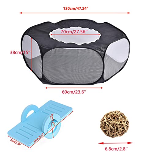 Hamster Playpen with Cover, Large - Foldable Exercise Playpen, Breathable and Transparent Pet Cage Fence Indoor/Outdoor for Guinea Pigs Hedgehogs Gerbils Dwarf Rabbits Bunny Chinchillas Rats