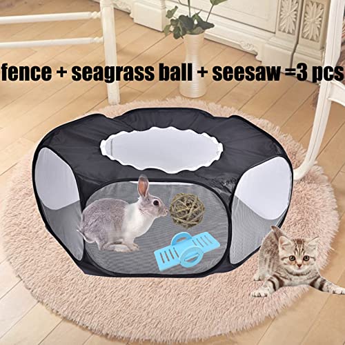 Hamster Playpen with Cover, Large - Foldable Exercise Playpen, Breathable and Transparent Pet Cage Fence Indoor/Outdoor for Guinea Pigs Hedgehogs Gerbils Dwarf Rabbits Bunny Chinchillas Rats