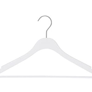 20 Luxury Slim Space Saving Wooden Clothes Hanger with Squared Pant Bar Best for Shirts, Blouses, Pant, Dress, Hangers White (White - Shirt with Pant Bar, 20)