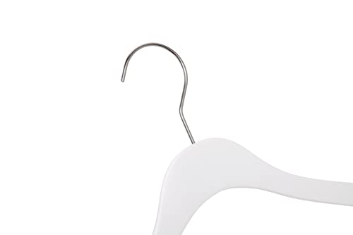 20 Luxury Slim Space Saving Wooden Clothes Hanger with Squared Pant Bar Best for Shirts, Blouses, Pant, Dress, Hangers White (White - Shirt with Pant Bar, 20)