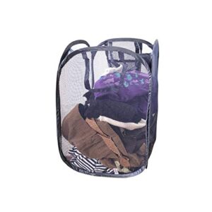 pop-up mesh hamper, laundry hamper with reinforced carry handles (blue)