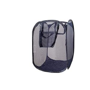 Pop-Up Mesh Hamper, Laundry Hamper with Reinforced Carry Handles (blue)