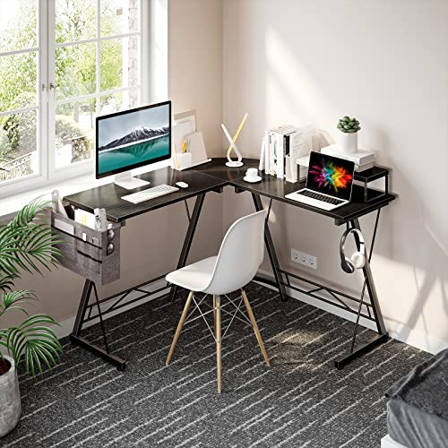 Casaottima L Shaped Gaming Desk, Home Office Desk with Round Corner, Computer Desk with Large Monitor Stand Desk Workstation, 51 inches