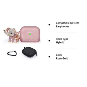 TOROTOP Compatible with Airpods Pro Case, Soft 4 in 1 Silicone Protective Case for Apple Airpods Pro with Bling Elephant Keychain/Storage Box, Charging Case for Airpods Pro Case 2019 Rose Gold