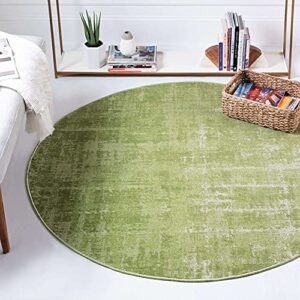 Rugs.com Valencia Collection Round Rug – 5 Ft Round Green Low Rug Perfect for Kitchens, Dining Rooms