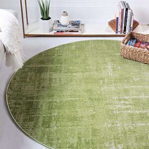 Rugs.com Valencia Collection Round Rug – 5 Ft Round Green Low Rug Perfect for Kitchens, Dining Rooms