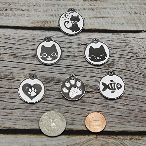 Stainless Steel Cat ID Tags - Engraved Personalized Cat Tags Includes up to 4 Lines of Text with Kitty Shape