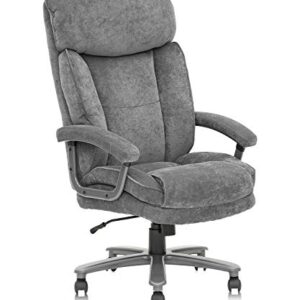 CLATINA Ergonomic Big and Tall Executive Office Chair with Upholstered Swivel 400lbs High Capacity Adjustable Height Thick Padding Headrest and Armrest for Home Office Grey