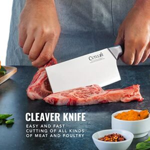 Cutluxe Cleaver Knife - 7" Meat Cleaver, Butcher Knife for Meat Cutting – Razor Sharp German Steel Blade – Full Tang Ergonomic Handle Design – Artisan Series