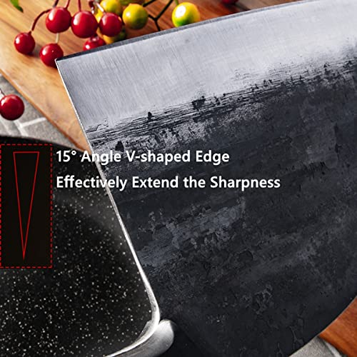 Forging Serbian Chef Knife, Huusk Kitchen Butcher Knives with Sheath Japan Knives Meat Vegetable Fruit Cleaver with Full Tang Handle