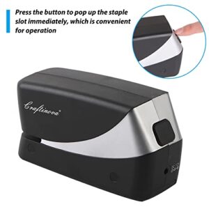 Craftinova Electric Stapler, 25 Sheet Capacity,Including 2000 Staples ，Jam Free Stapler，Professional and Home Office Stapler，Battery not Included，AC or Battery Powered.（Black Silver） …