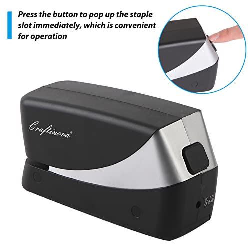 Craftinova Electric Stapler, 25 Sheet Capacity,Including 2000 Staples ，Jam Free Stapler，Professional and Home Office Stapler，Battery not Included，AC or Battery Powered.（Black Silver） …